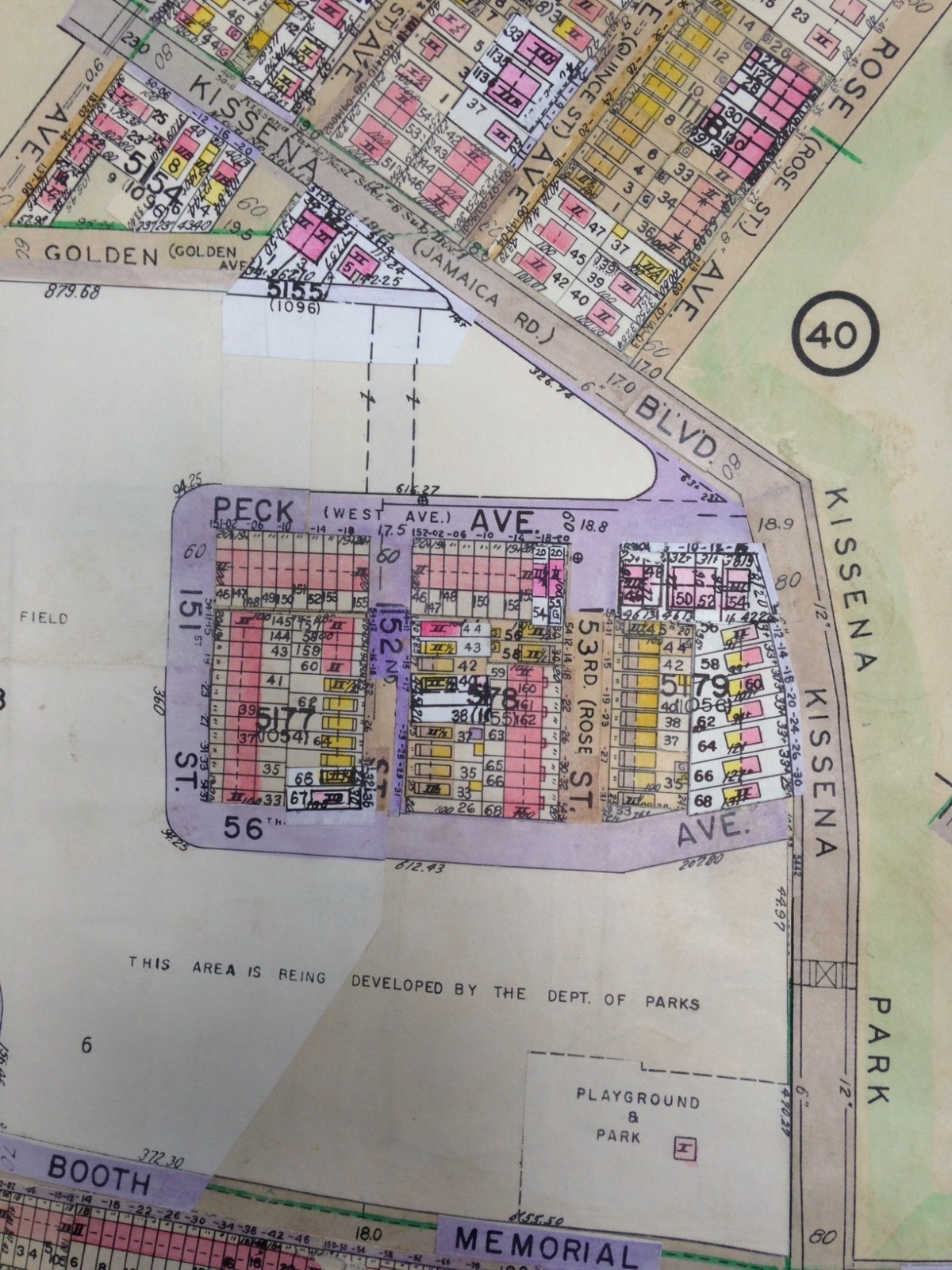 ORIGINAL 1926 BELCHER HYDE FLUSHING KISSENA PARK QUEENS NEW YORK ATLAS ...