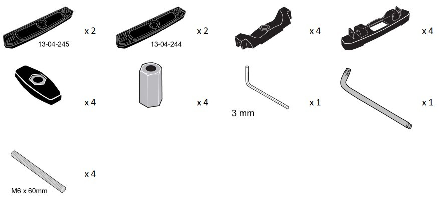 Whispbar / Prorack Fitting Kit K892 for Honda Hr-v 5dr SUV Roof Rack ...