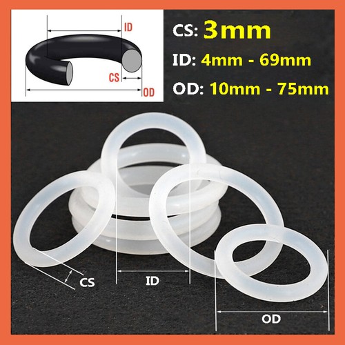 Silicone Rubber O Rings Gasket Food Grade Oring Cross Section 3mm ID ...