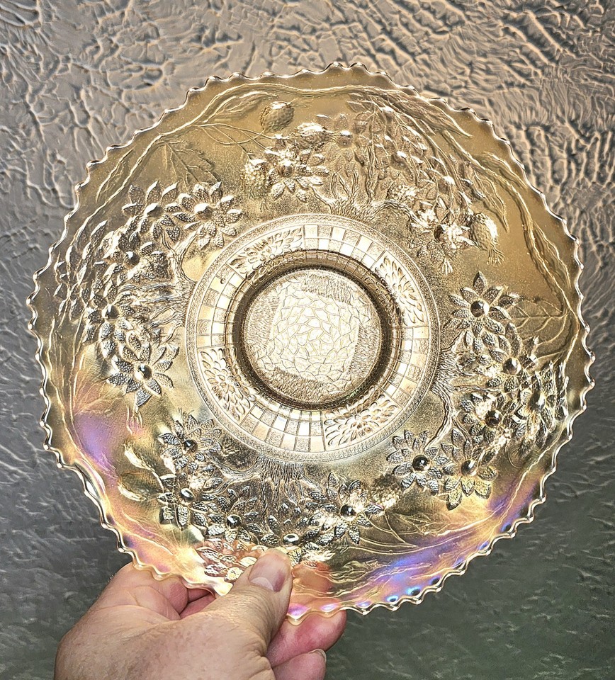 vintage Carnival Glass FENTON Orange Tree Plate W/ TREE TRUNK CENTER in ...
