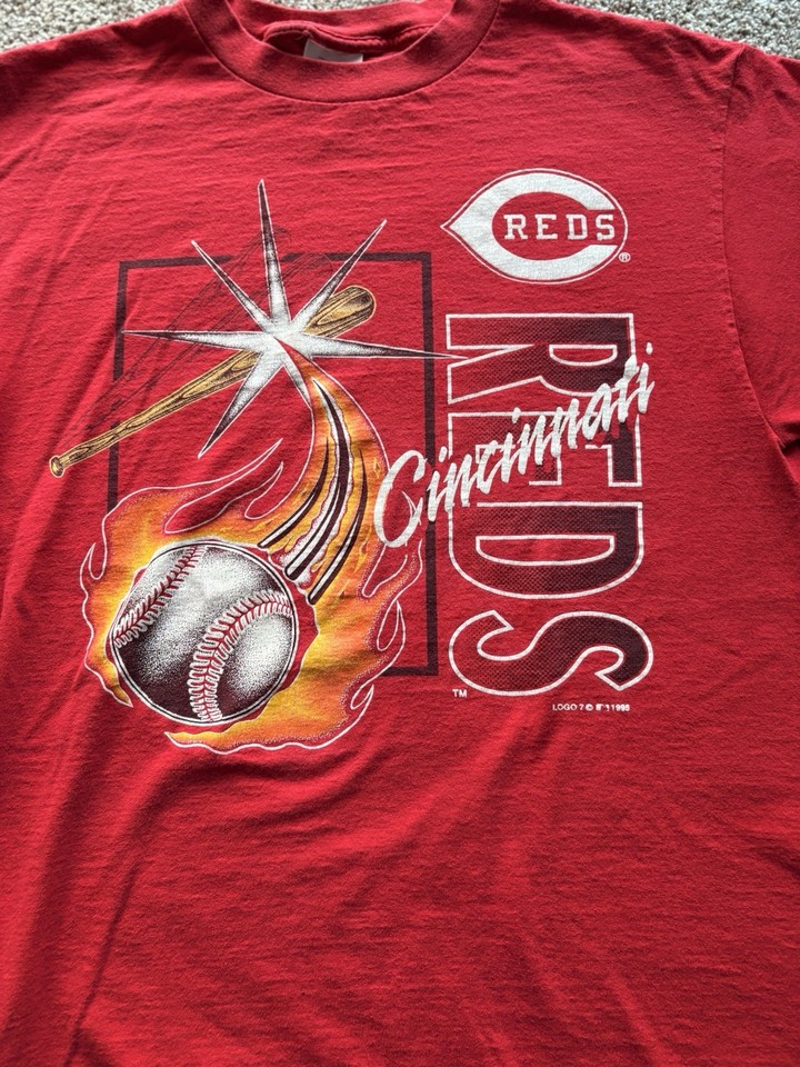 Vintage Logo 7 Cincinnati Reds Baseball red casual SS t-shirt 1995 ...