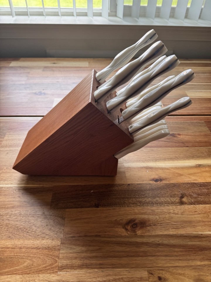 cutco knives set with block, pearl white, 18 piece | eBay