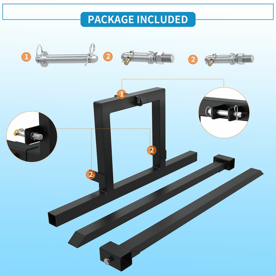 3 Point Hitch Pallet Fork Attachments for Category 1 Tractor Skid Steer ...