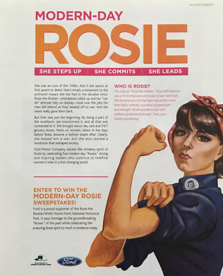 Ford’s WWII Rosie The Riveter Full Page Print Ad 2004 Modern Day Rosie ...
