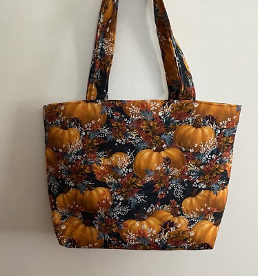 Handmade Fall Pumpkins Leaves Purse Tote Bag | eBay