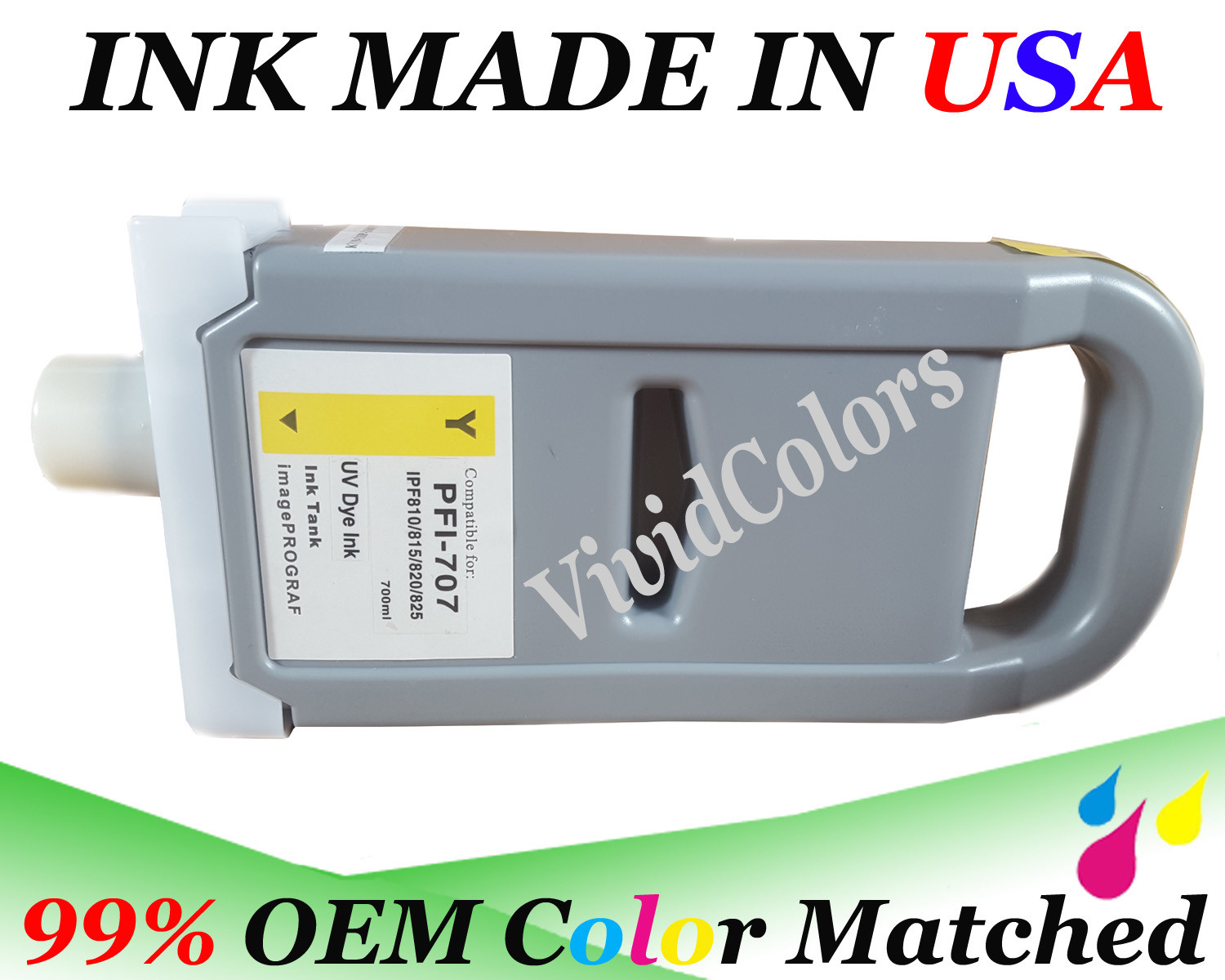 ink Cartridge fits canon PFI-707 yellow iPF 830 840 850 imagePROGRAF ...