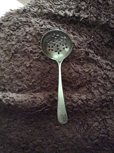 Antique EPNS silver Plated Tea Strainer; Slotted Teaspoon; W.J. Myatt ...