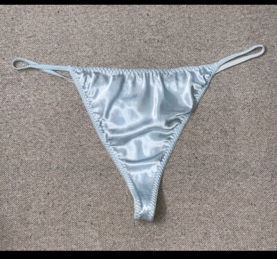 Vintage Satin Shiny Sky Blue Thong Panties Glossy Sissy Women’s Plus ...
