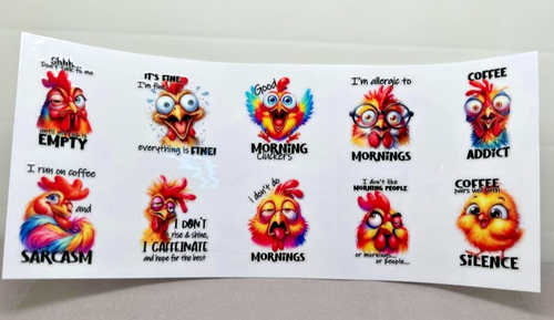 10ct Chicken Rooster Sarcasm Funny Coffee Morning Small Stickers Decals ...
