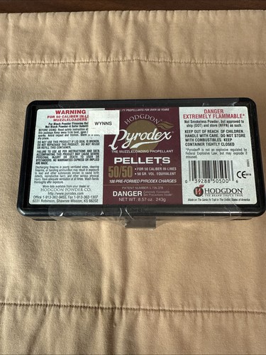 Hodgdon Pyrodex 100 Muzzleloading Pellets .50 Cal/ 50 Gr. unopened box ...