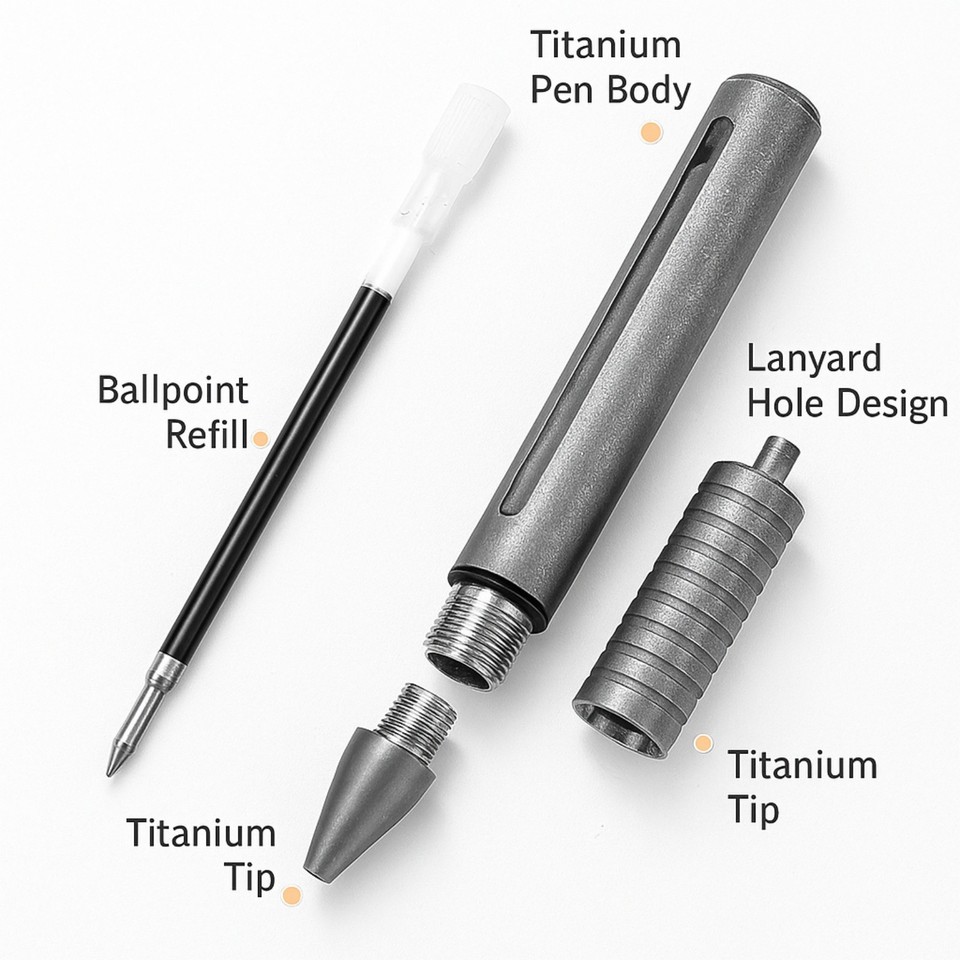 Titanium Alloy EDC Mini Tactical Pen Keychain Writing Tool Outdoor ...