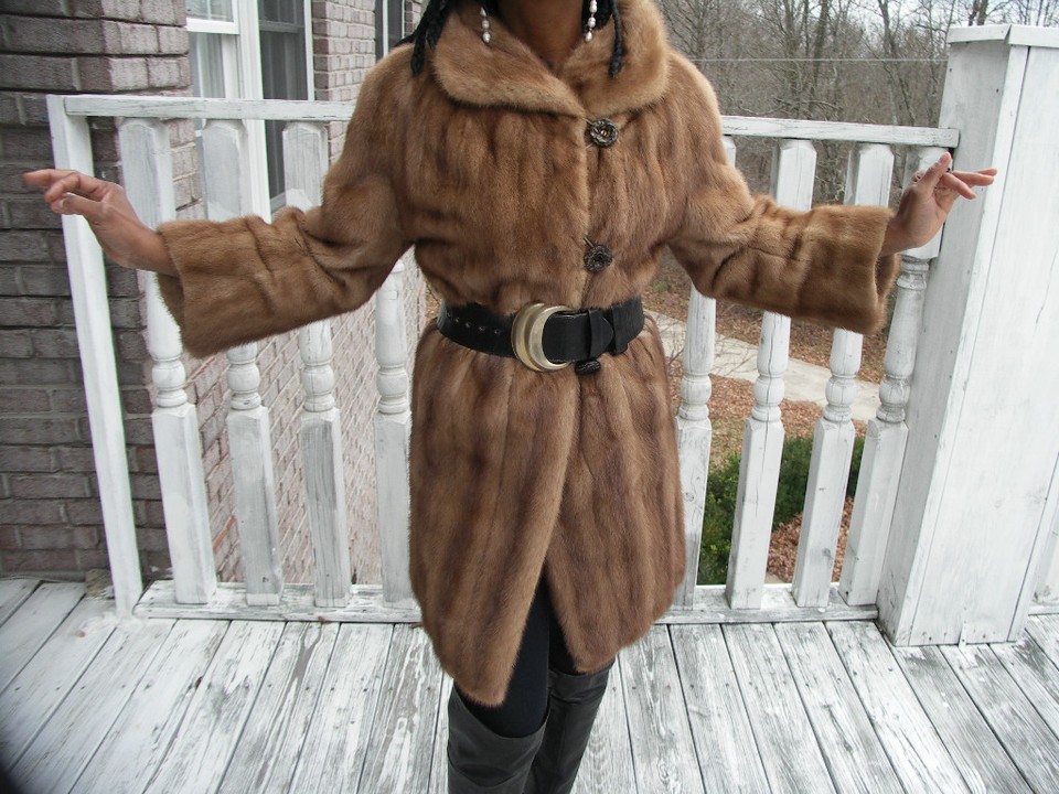 Classy Elegant EMBA Vtg Full length brown Mink Fur Coat Jacket Stroller ...