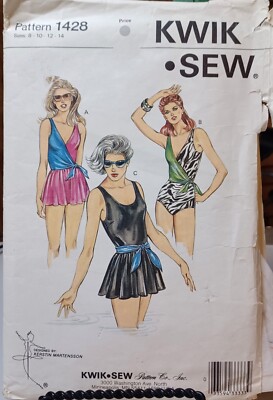 1428 Kwik Sew SEWING Pattern CUT misses 8-14 swimsuit bathing suit 3 ...