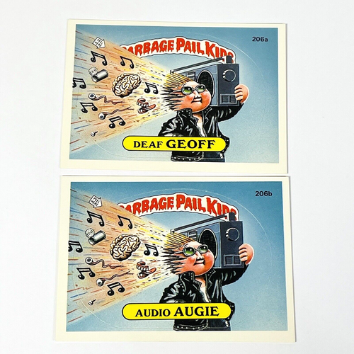 Garbage Pail Kids 206a Deaf Geoff 206b Audio Augie GPK 1986 Stickers | eBay