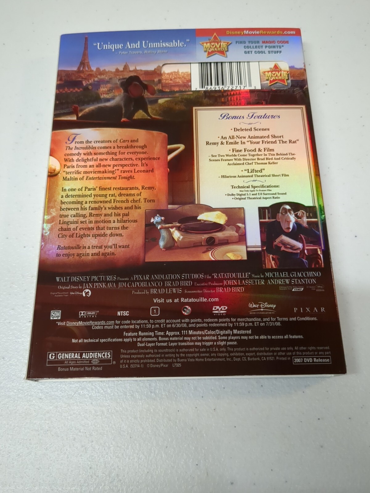 Disney Pixar, Ratatouille, DVD, w/sleeve, unopened bonus Target ...