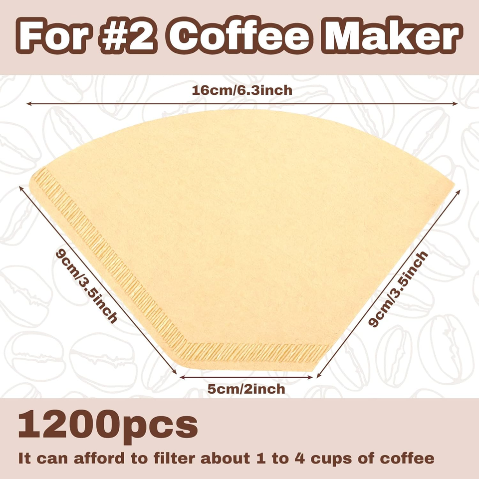 1200 Pcs #2 Cone Coffee Filters Paper Coffee Filter Unbleached Coffee ...