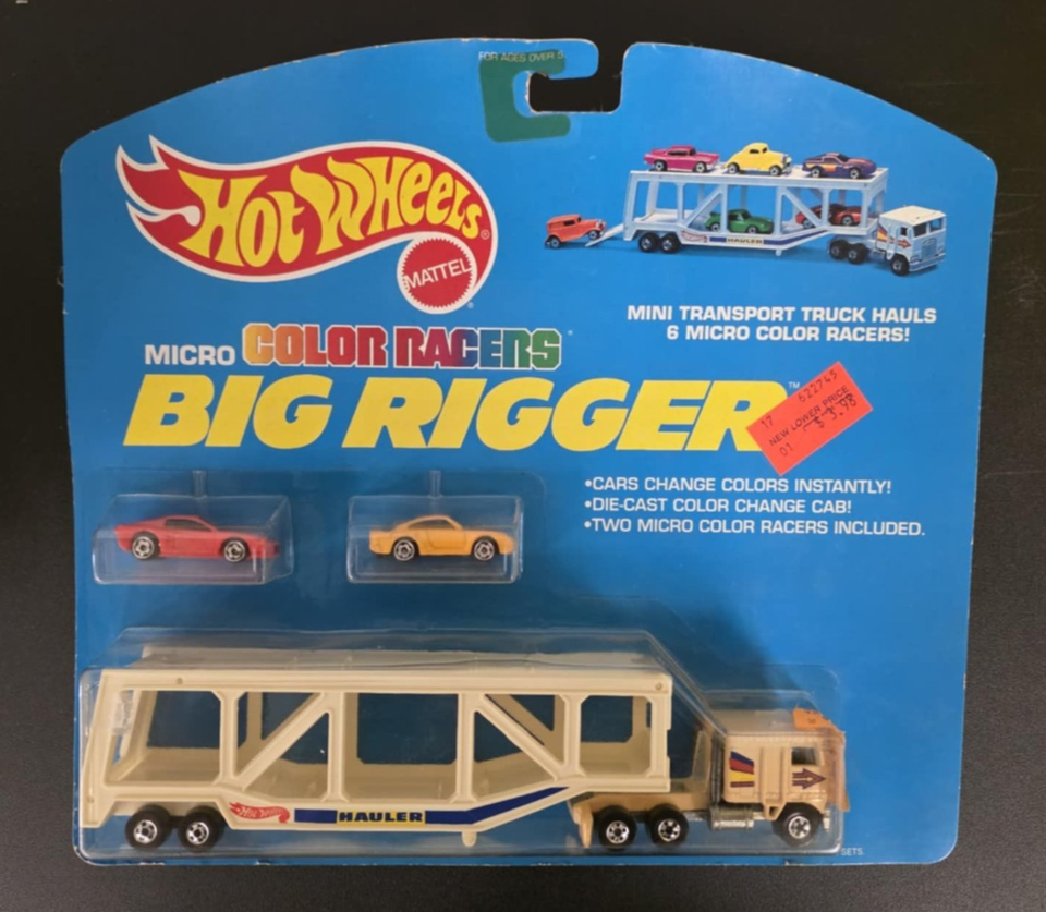 🚚 RARE Hot Wheels Micro Color Racers Big Rigger w/ Ferrari & Porsche ...