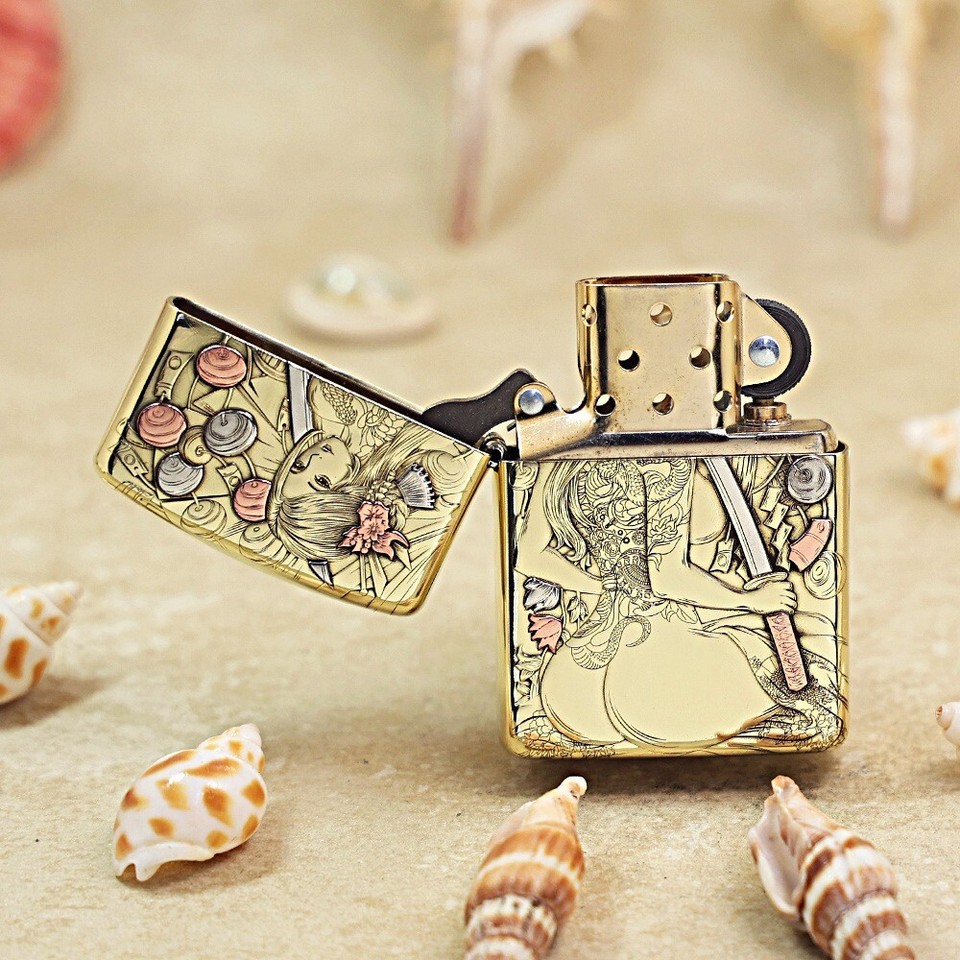 Zippo Armor 168 Copper Lighter Samurai Tattoo Girl Anime Engraved | eBay