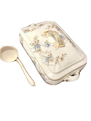 Antique CH Field Haviland GDM Limoges Covered Dish w/Ladle France ~13.5 ...