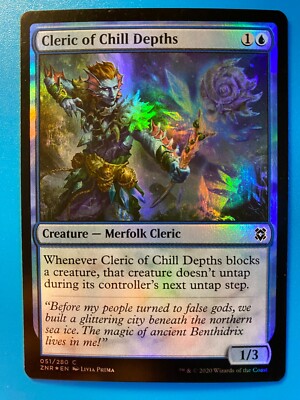 MTG 1x FOIL Cleric of Chill Depths Zendikar Rising Magic the Gathering ...
