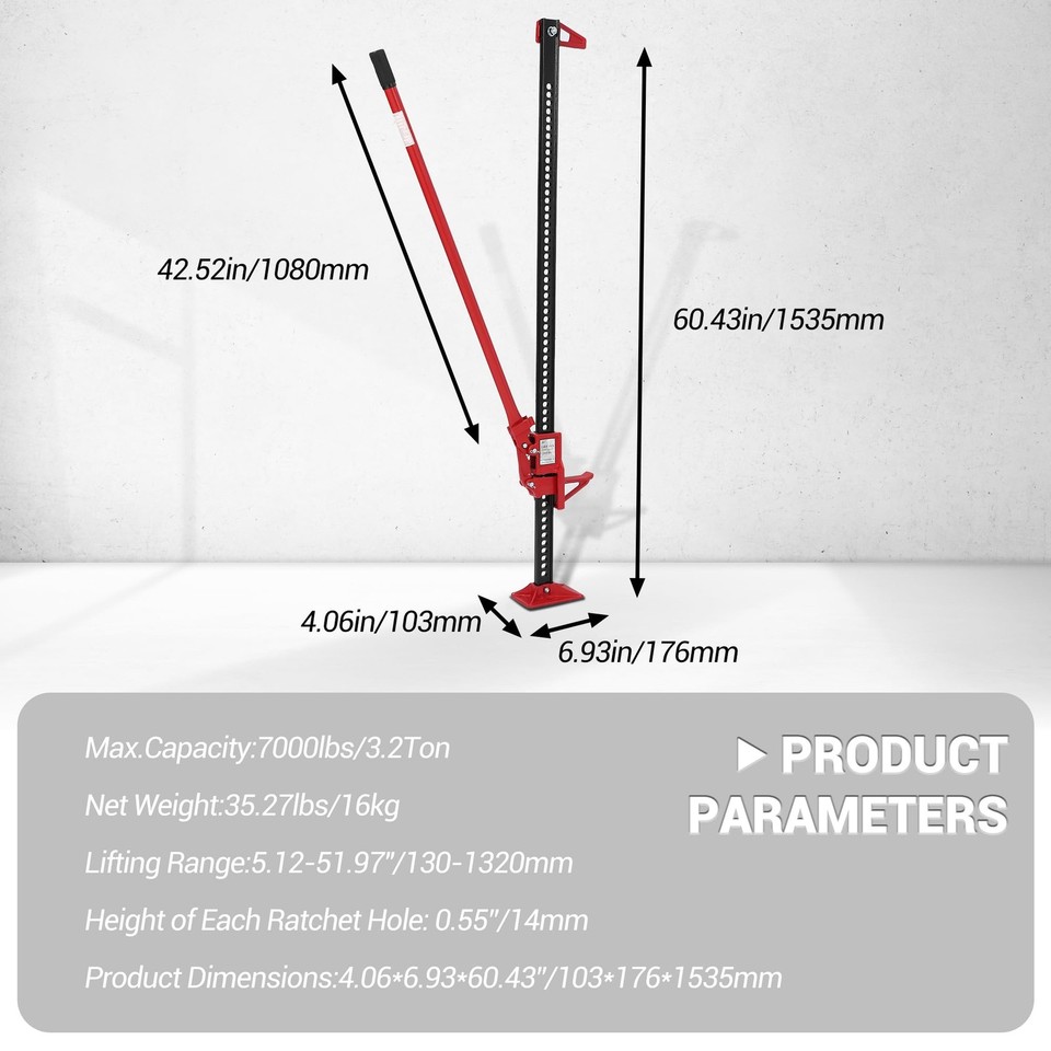 60" Farm Jack with 7000 lbs Capacity, Heavy-Duty High Lift Jack for Off ...