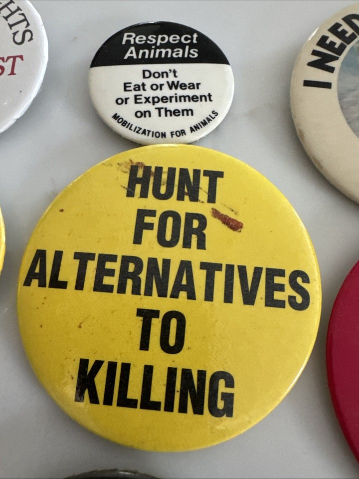 Vintage Animal Activist Anti Fur Clothing Fake Furs Pinback Button Lot ...
