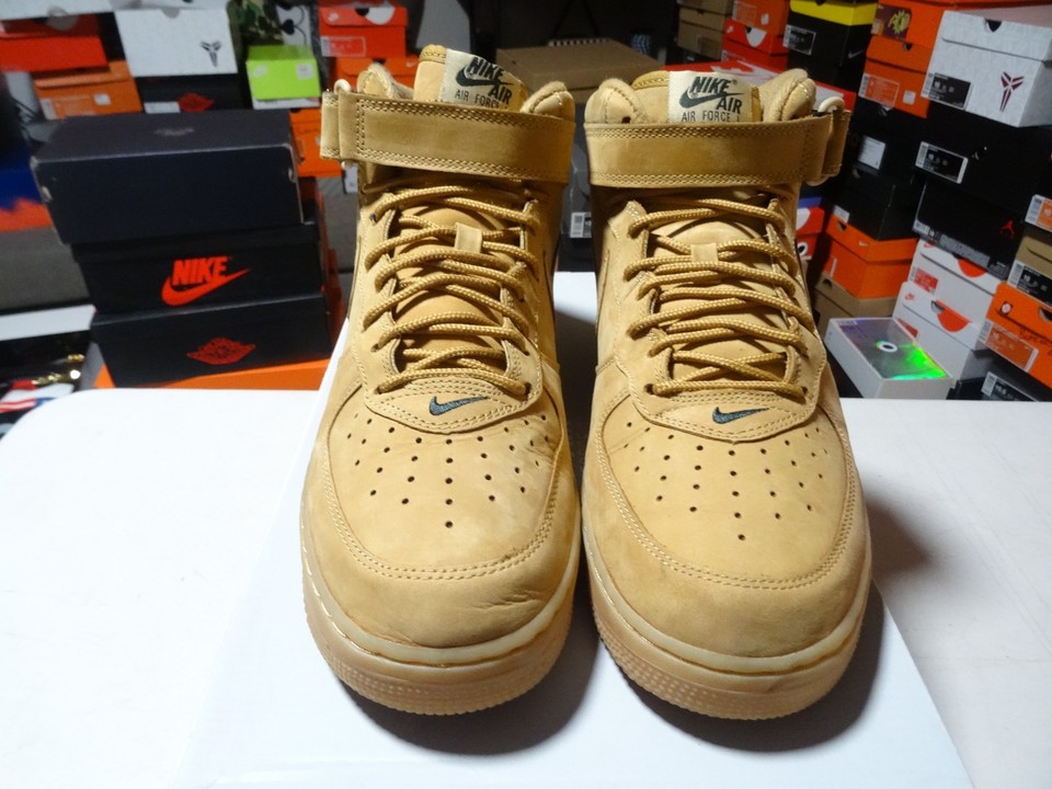 NIKE AIR FORCE 1 MID 07 PREMIUM QS FLAX-WHEAT SZ 10 MENS AF1 715889-200 ...