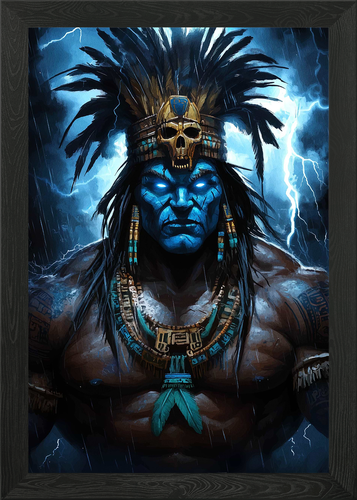 Aztec Warrior in Storm Framed Wall Art Poster Canvas Print Picture ...