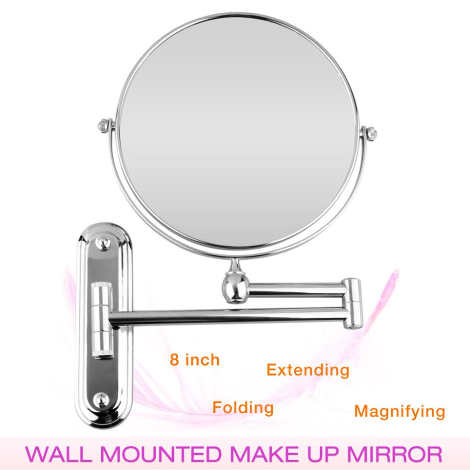 Swing Arm Wall Mount Bathroom Beauty Magnifying Makeup Mirror Chrome ...