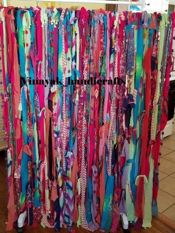 50 Strands, Bohemian gypsy rag Window Bohemian Valance Indian Backdrop ...