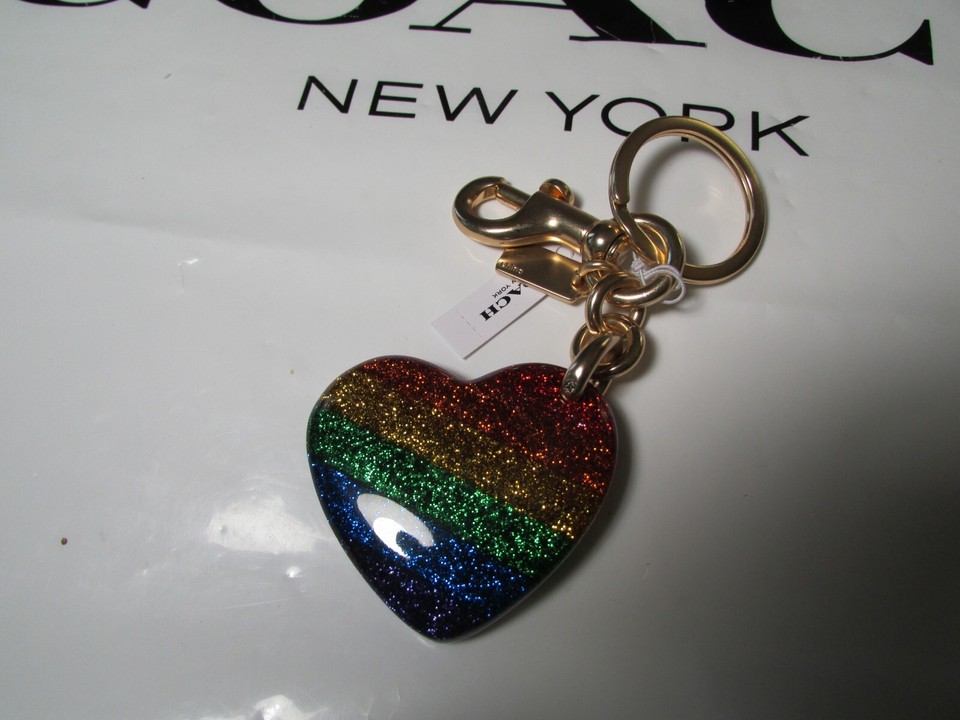 NWT Coach Sprinkle Signature Heart Bag Charm F78691 Gold Multicolor | eBay