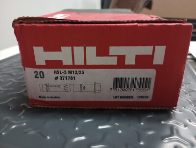 HILTI HSL-3 M12/25 #371781 ANCHOR NEW IN BOX QTY-20 | eBay