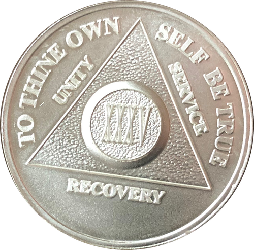 35 Year .999 Fine Silver AA Alcoholics Anonymous Medallion Chip Coin ...