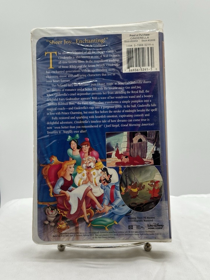 Walt Disney Masterpiece Collection Cinderella VHS #5265 Clam Shell | eBay