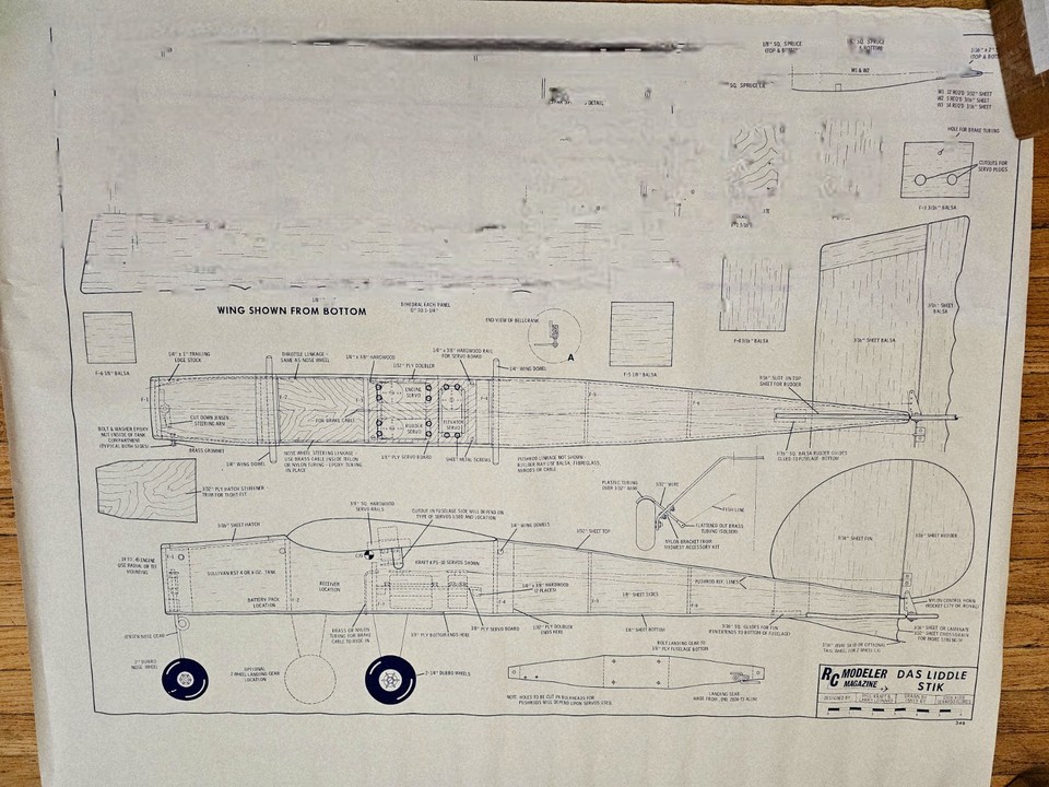 Phil Kraft & Larry Leonard Das Liddle Stik RC Airplane Original Plans ...
