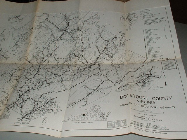 1959 Vintage BOTETOURT COUNTY, VA Highway Map, Large 17x23" size | eBay
