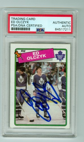 Ed Olczyk 1988-89 Topps Card #125 Maple Leafs PSA/DNA Encased Autograph ...