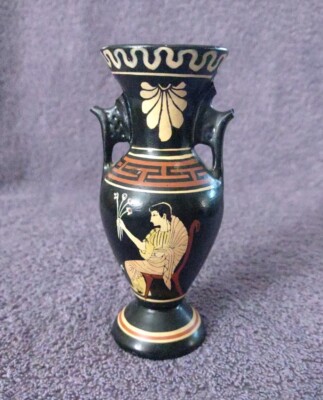 Vintage Greek Vase Museum Replica Hand Painted - Greek God???? - 5" | eBay