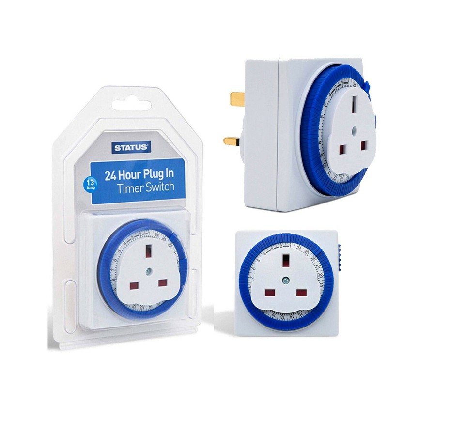 Square 24hr Plug In Mechanical Timer Time Switch Clock Mains 13a ...