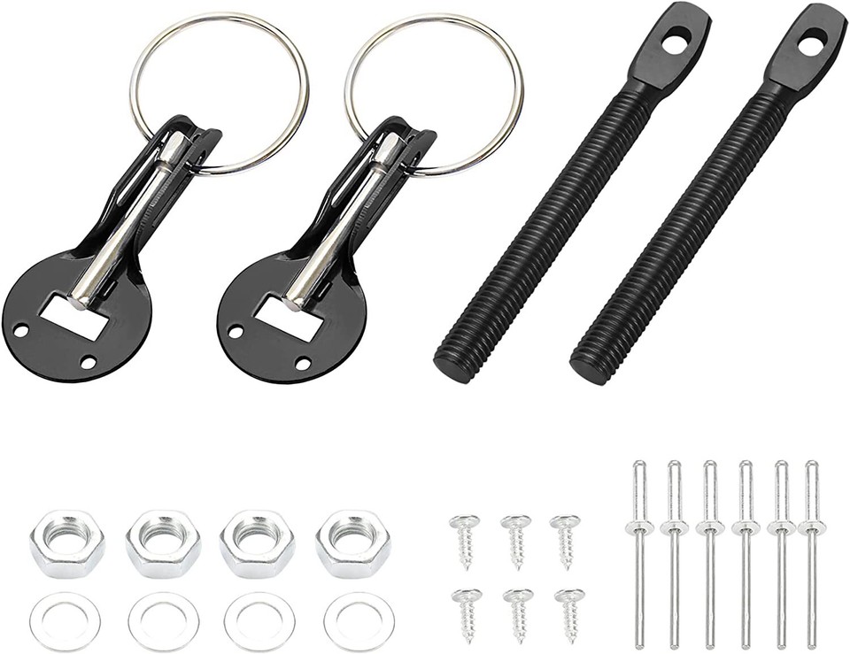 Car Universal Black Hood Pin Pins Lock Alloy Steel Mount Bonnet Latch ...