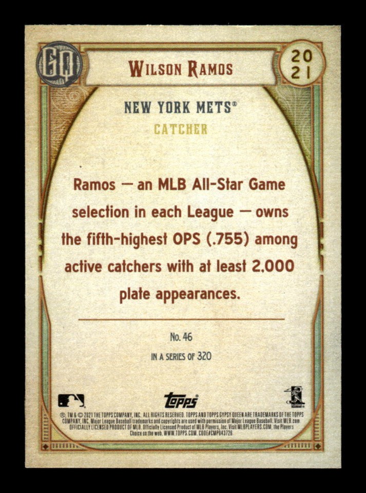 2021 Topps Gypsy Queen Wilson Ramos #46 | eBay