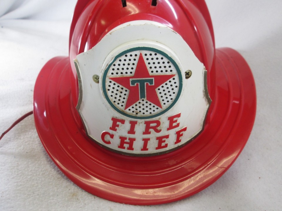 Vintage 1960'S Texaco Gasoline red Fire Chief helmet hat Brown ...