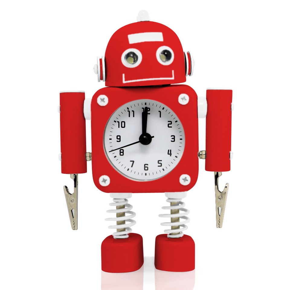 Betus Non-ticking Robot Alarm Clock Stainless Metal Wake-up Clock With ...