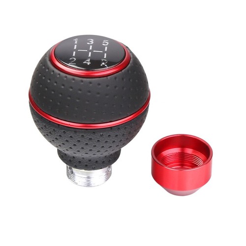 Modified Aluminum Manual Car Gear Shift Knob 5 Speed Leather Shifter ...
