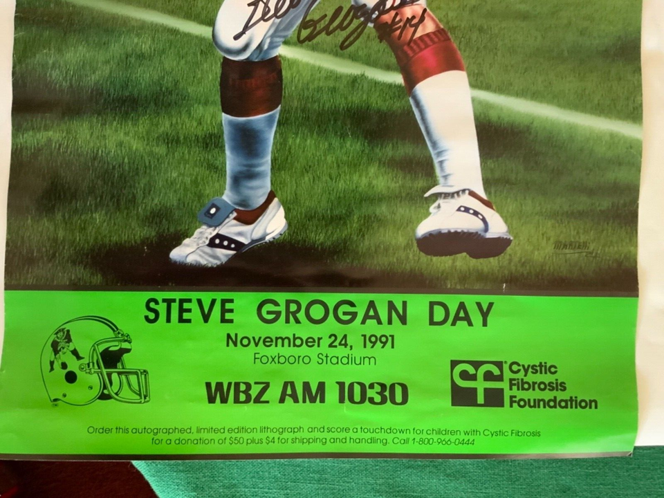 SIGNED STEVE GROGAN POSTER NEW ENGLAND PATRIOTS QB ON STEVE GROGAN DAY ...
