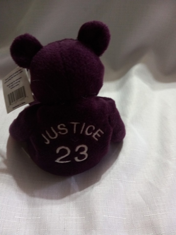 #23 JUSTICE BEAN FILLED BEAR PURPLE PLUSH TOY SALVINOS | eBay