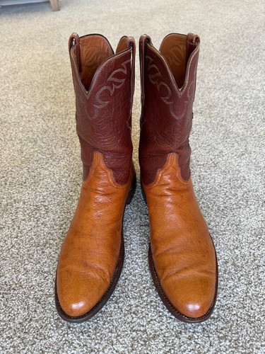 Lucchese Classic Smooth Ostrich Roper Boots Cognac Size 11D - Handmade ...