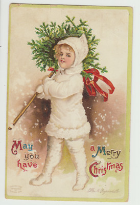 Little Girl, A/S Clapsaddle, , Merry Christmas, Pre-Linen Postcard ...