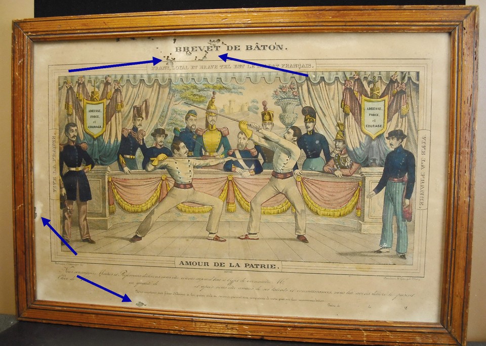 Brevet Bâton de combat XIX Lithographie Dembour Gangel Metz Battle ...