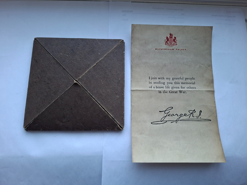 ORIGINAL WWI DEATH / MEMORIAL PLAQUE CARD ENVELOPE & KINGS CONDOLENCE ...